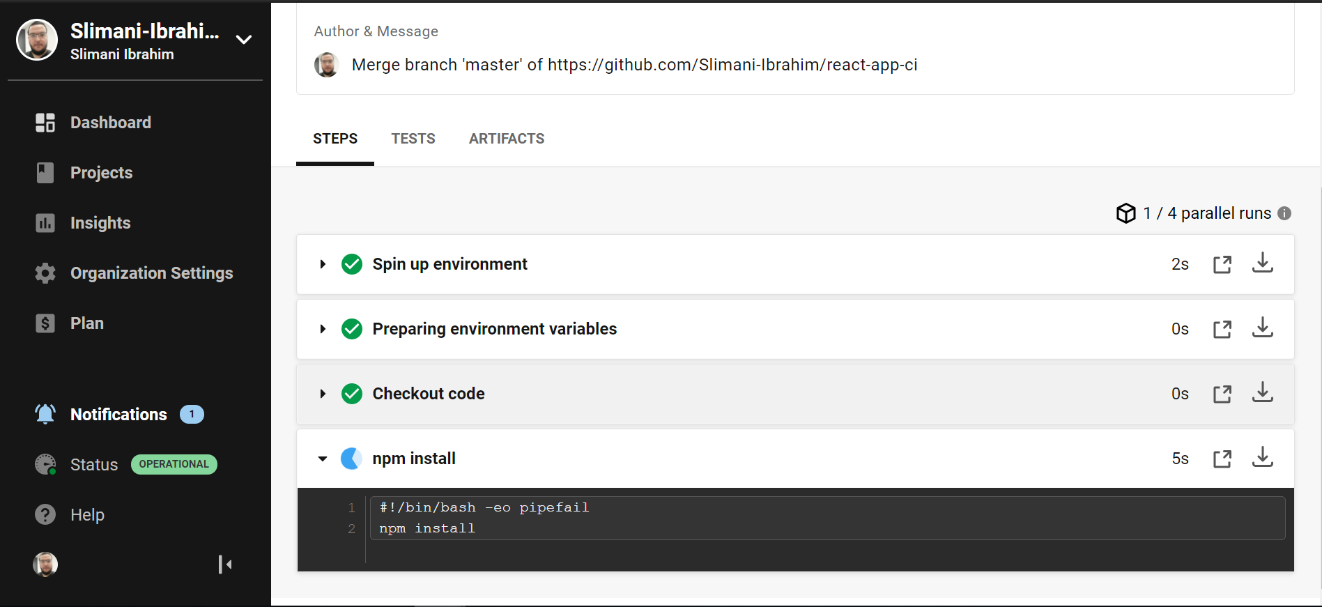 Setup Continuous Integration Pipeline with CircleCI, Github and ReactJS - webcodein